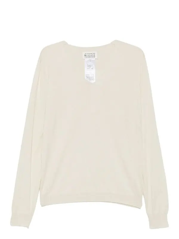 MAISON MARGIELA V-neck Long Sleeve Sweater - White