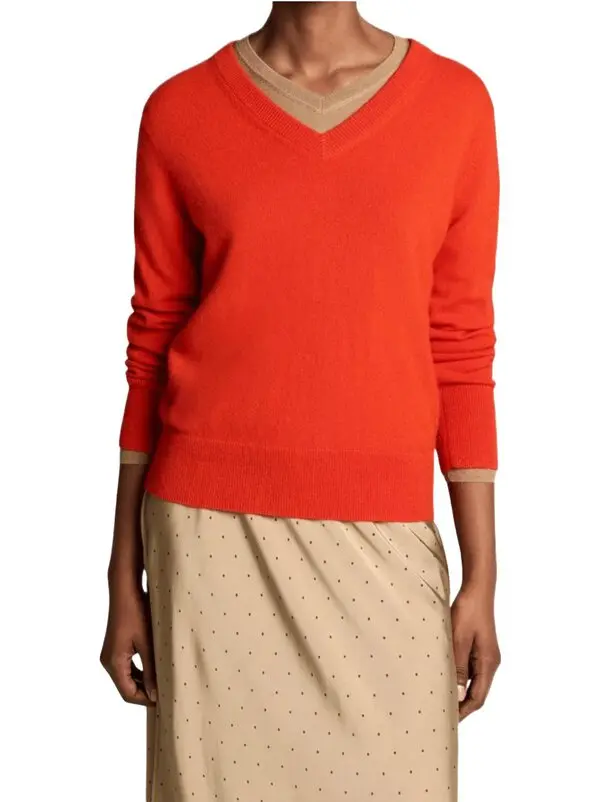 Vince Cashmere V-neck Sweater - Crimson
