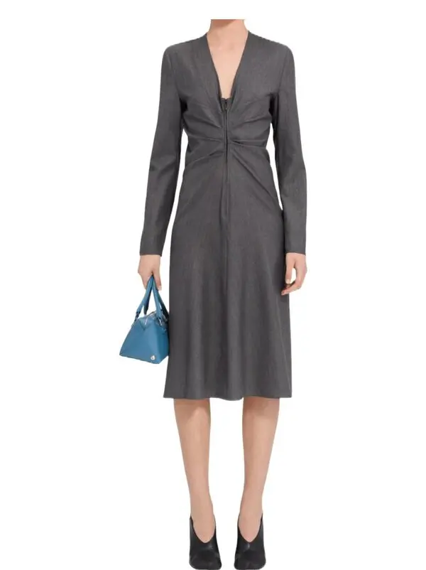 MAISON MARGIELA Wool Cotton Tailoring Midi Dress - Grey