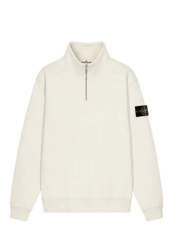 Stone Island Quarter-zip Funnel Neck Sweatshirt - Ivory