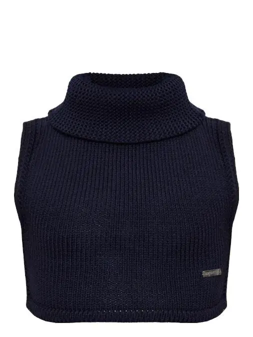 Dsquared2 Wool Cropped Turtleneck Vest - Navy