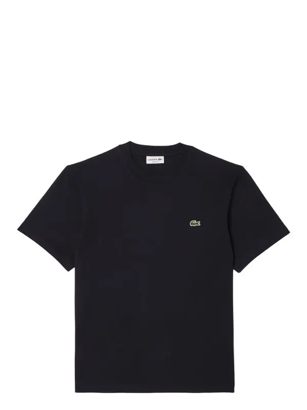 Lacoste Cotton Tshirt With Crocodile Logo - Black