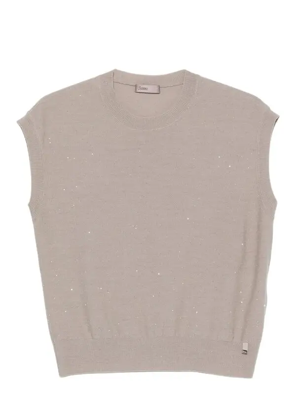 Herno Sequin-embellished Knit Top - Beige