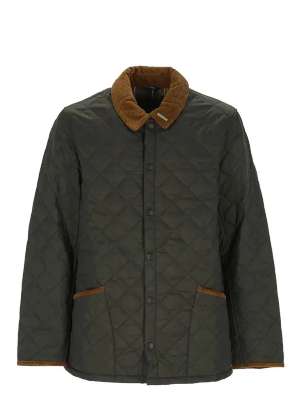 Barbour Quilted Jacket With Corduroy Collar - Black