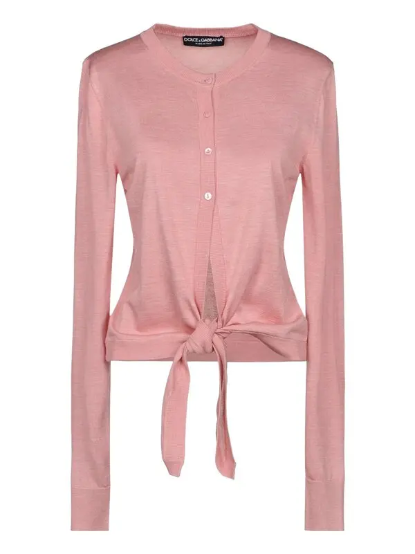 Dolce & Gabbana Long Sleeve Tie-button Knit Top - Pink
