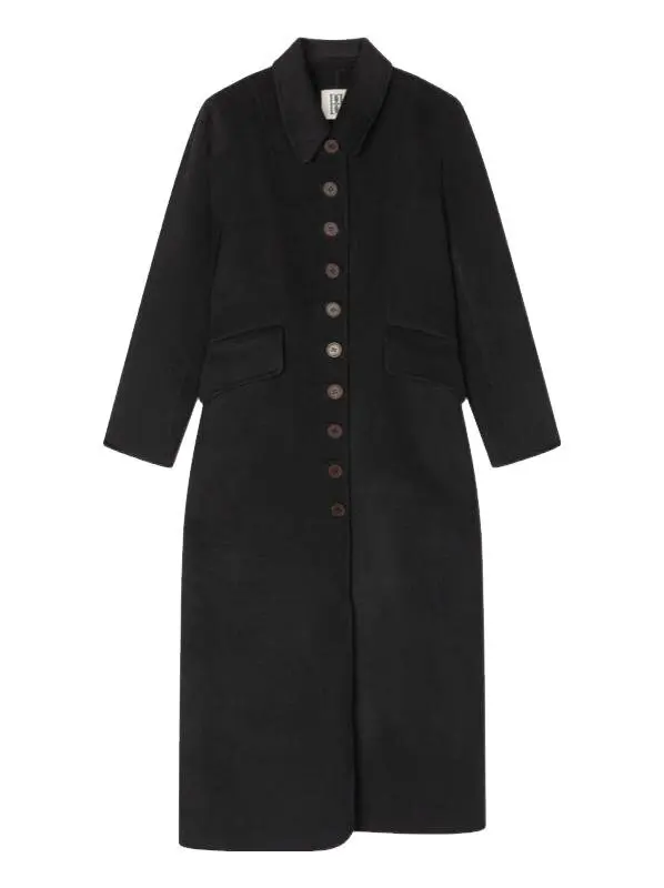 BY MALENE BIRGER Pointed Collar Long Coat - Black