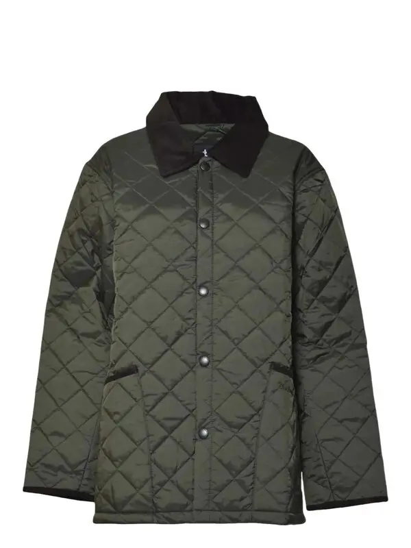 Barbour Quilted Jacket With Corduroy Collar - Black