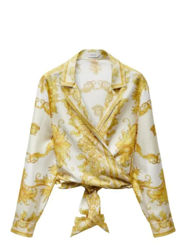 Versace Printed Silk-twill Shirt - White/gold