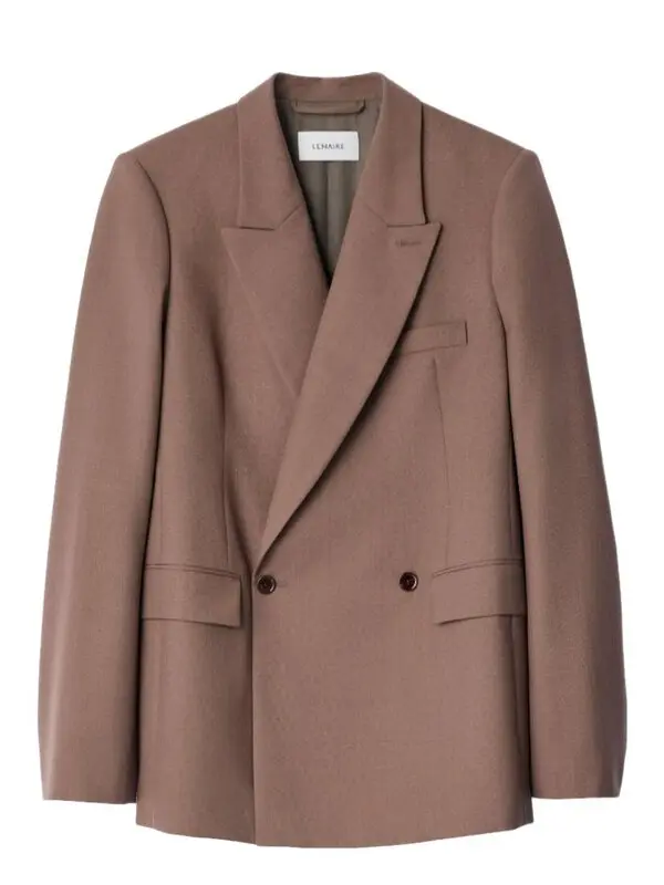 LEMAIRE Double-breasted Tropical Wool Blend Tailored Jacket - Nutmeg