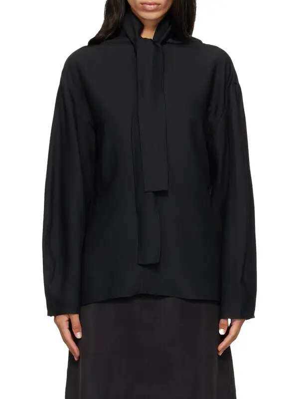 Studio Nicholson Draped Tie-neck Blouse - Black