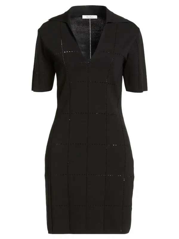 Max Mara Bodycon Knit Dress With V-neck And Cutout Details - Black