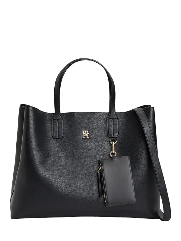 Tommy Hilfiger Satchel Bag With Gold Tone Hardware - Black