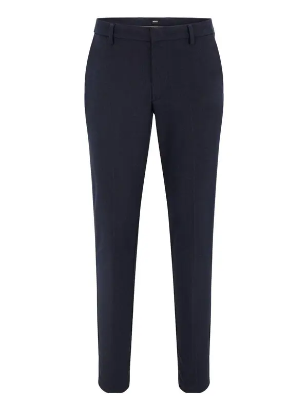 Hugo Boss Navy Tailored Flat-front Trousers - Blue