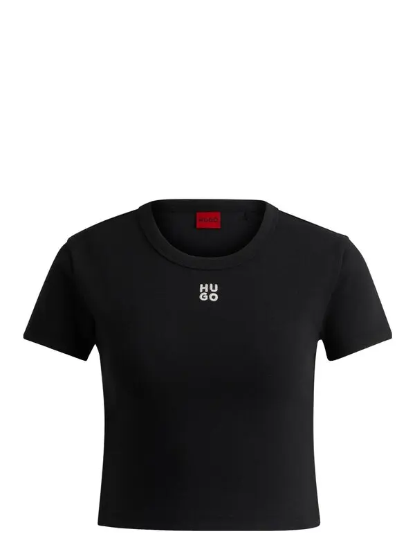 Hugo Boss Cropped T-shirt With Small Logo - Black