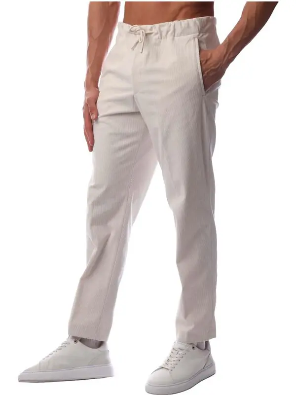 Hugo Boss Off- Drawstring Casual Trousers - White
