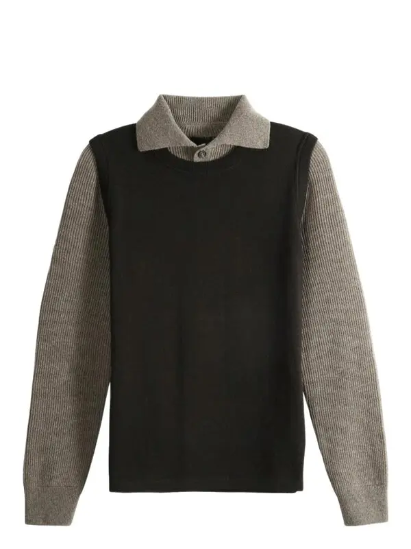 MAISON MARGIELA Long-sleeve Polo-collar Sweater - Brown/beige