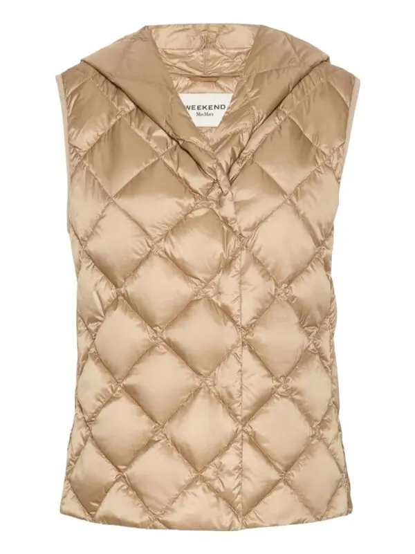 Max Mara Water-repellent Quilted Padded Gilet - Camel
