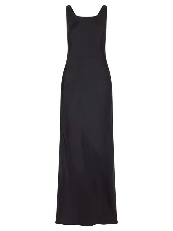 Le Kasha Open-back Silk-satin Maxi Dress - Black