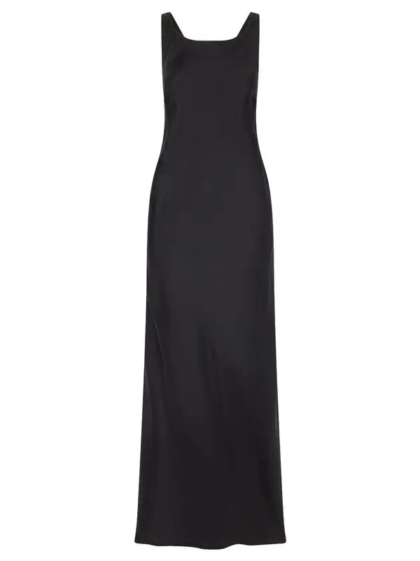 Le Kasha Open-back Silk-satin Maxi Dress - Black