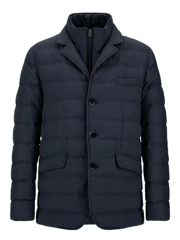Herno Quilted Long-sleeve Down Jacket - Navy Blue