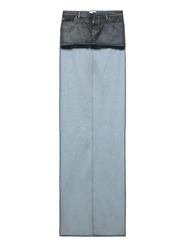 7 For All Mankind Asymmetrical Maxi Denim Skirt - Grey