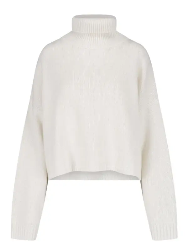 LISA YANG Cropped Turtleneck Knitted Sweater - White