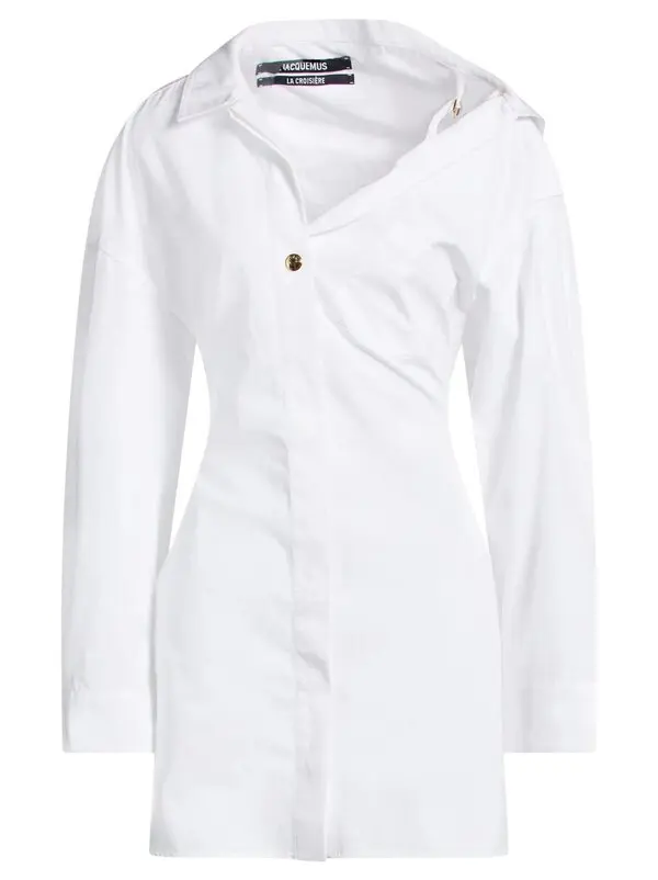 Jacquemus Solid Colored Shirt Dress With Belt And Pocket - White