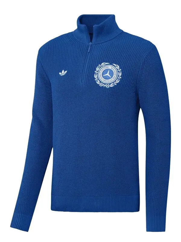 ADIDAS ORIGINALS Quarter Zip Knit Sweater - Blue