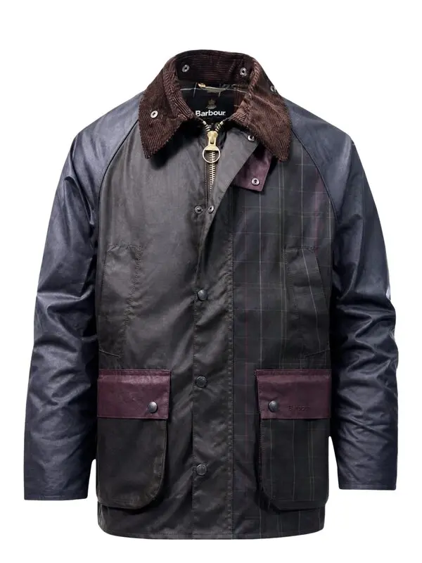 Barbour Patchwork Corduroy Collar Waxed Jacket - Black