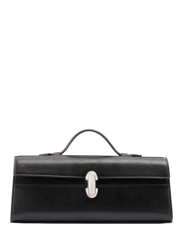 Savette Slim Pochette Leather Clutch - Black