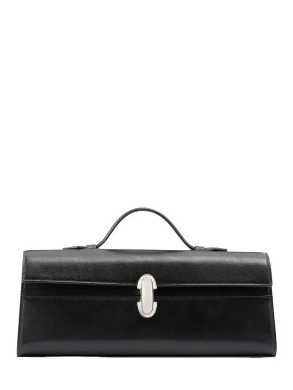Savette Slim Pochette Leather Clutch - Black