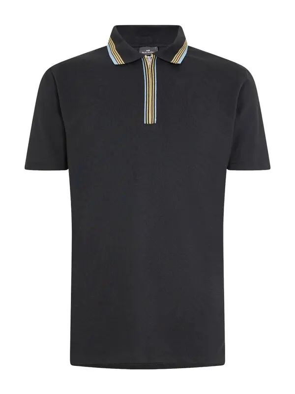 Paul Smith Zip Neck Polo Shirt - Black