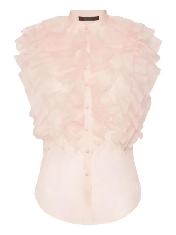Max Mara Ruffled Silk Shirt - Pink