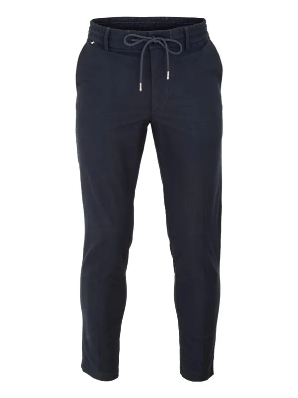 Hugo Boss Navy Cropped Casual Trousers - Blue