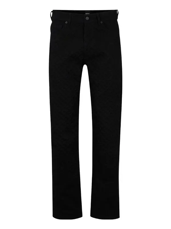 Hugo Boss Diamond Quilted Straight-leg Trousers - Black
