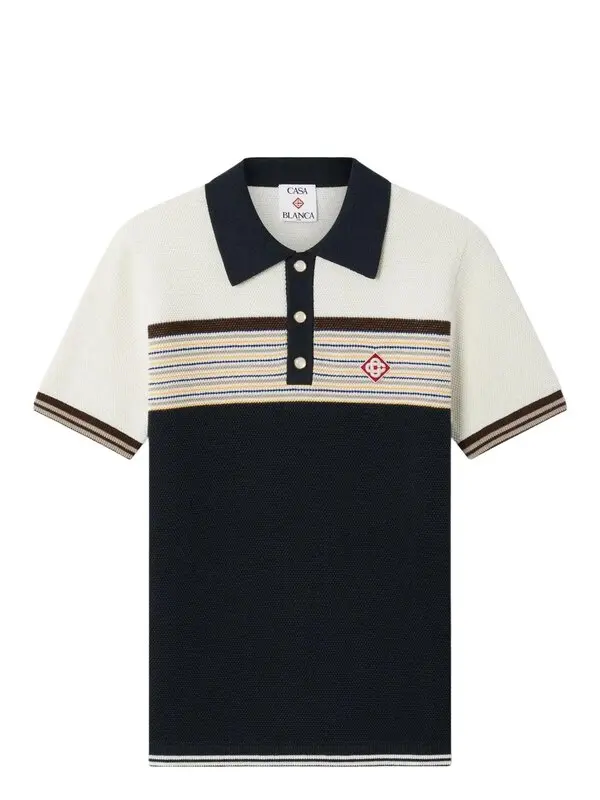 Casablanca Colourblock Striped Knit Polo Shirt - Multi-color