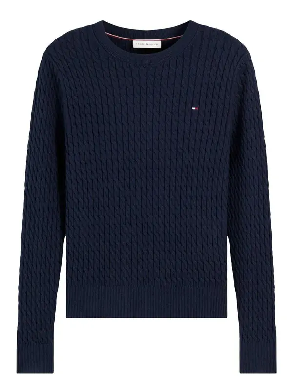 Tommy Hilfiger Solid Color Cable Knit Sweater - Blue