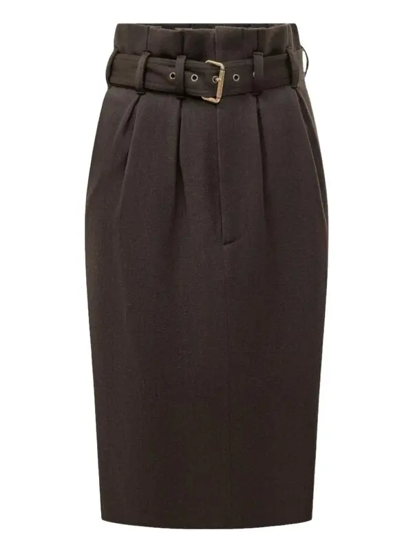 Etro Pleated Midi Skirt With Belt - Brown