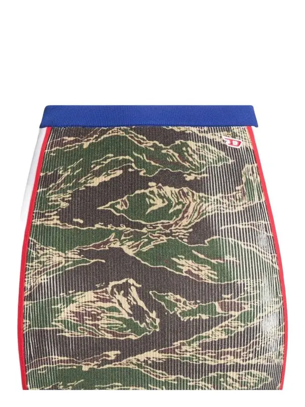 DIESEL® Camouflage Print Ribbed Skirt - Green