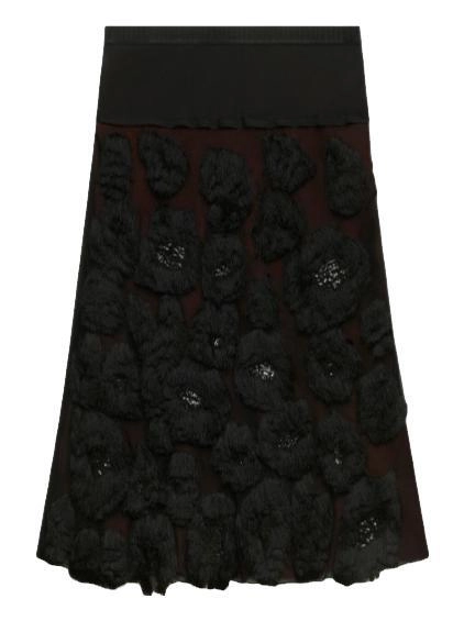 Marni Georgette Skirt With Shaggy Camouflage Motif - Black