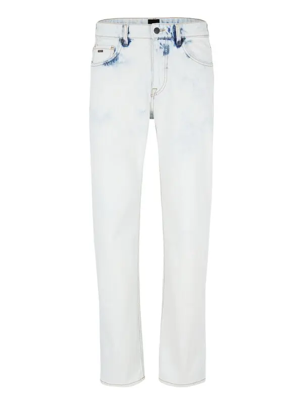 Hugo Boss Bleached Vintage Straight Leg Jeans - Blue
