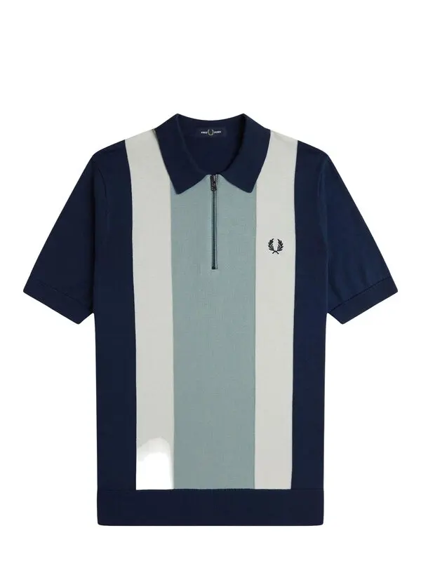 Fred Perry Knitted Polo With Vertical Stripes - Black