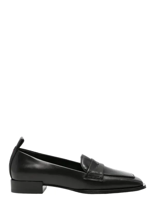 AeydĒ Square-toe Leather Loafers With Block Heel - Black