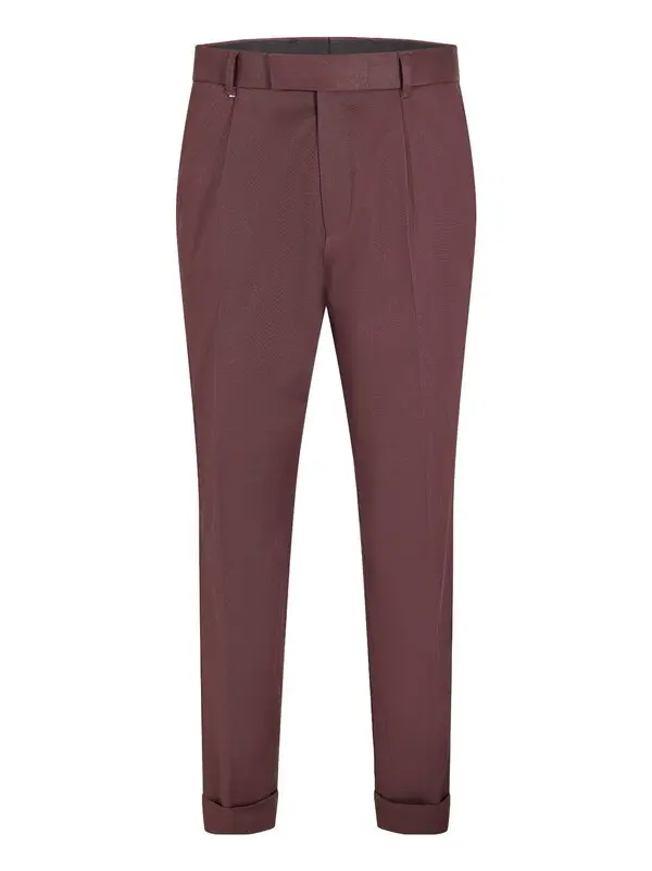 Hugo Boss Tailored Trousers With Cuffed Hem - Red