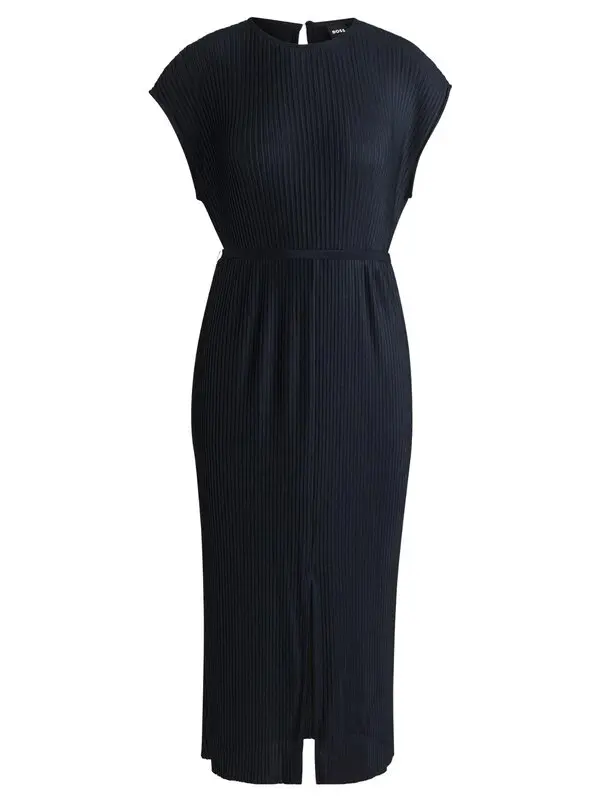 Hugo Boss Ribbed Midi Dress - Blue