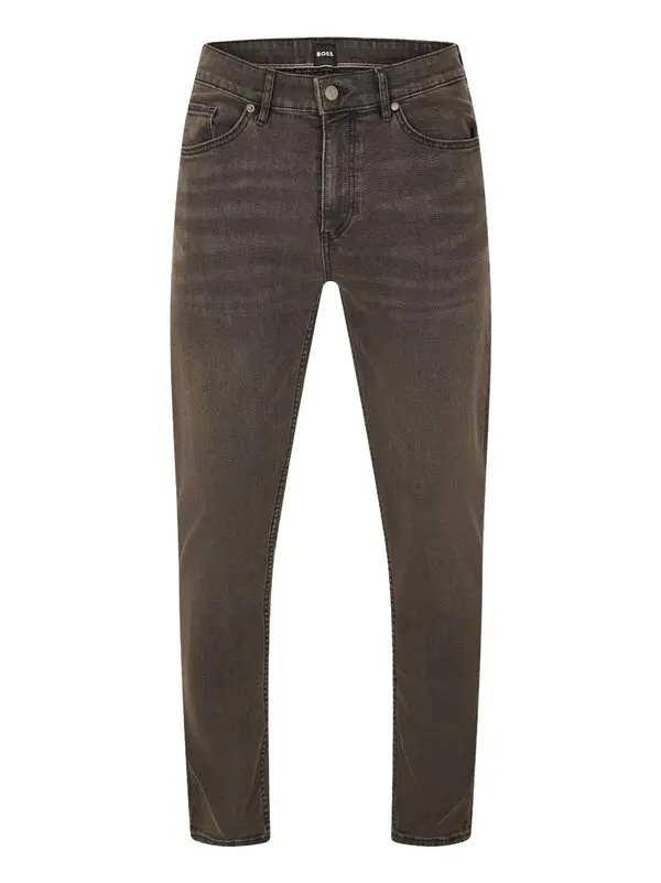 Hugo Boss Charcoal Washed Slim Straight Jeans - Grey