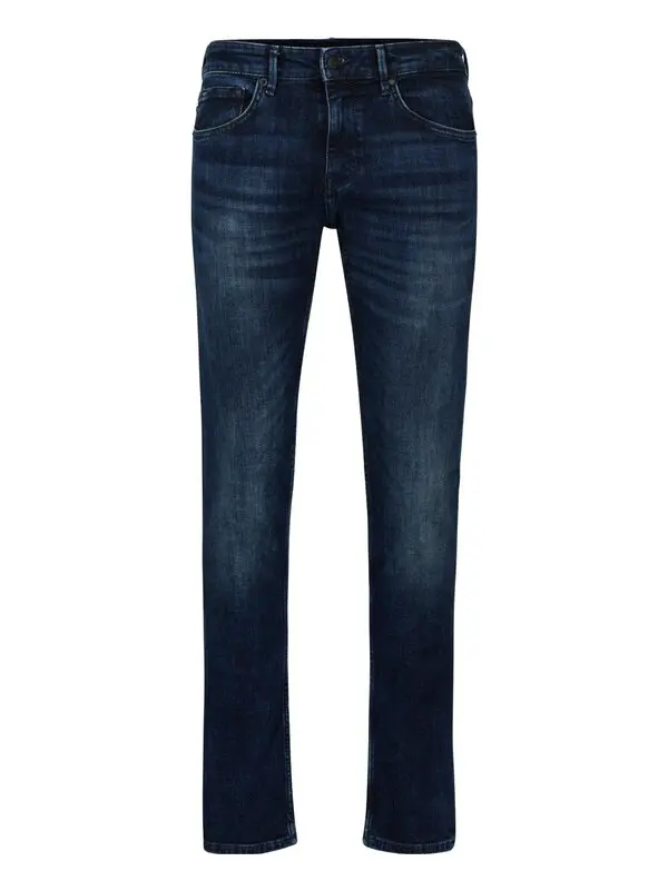 Hugo Boss Dark Blue Wash Slim Straight Leg Jeans - Black