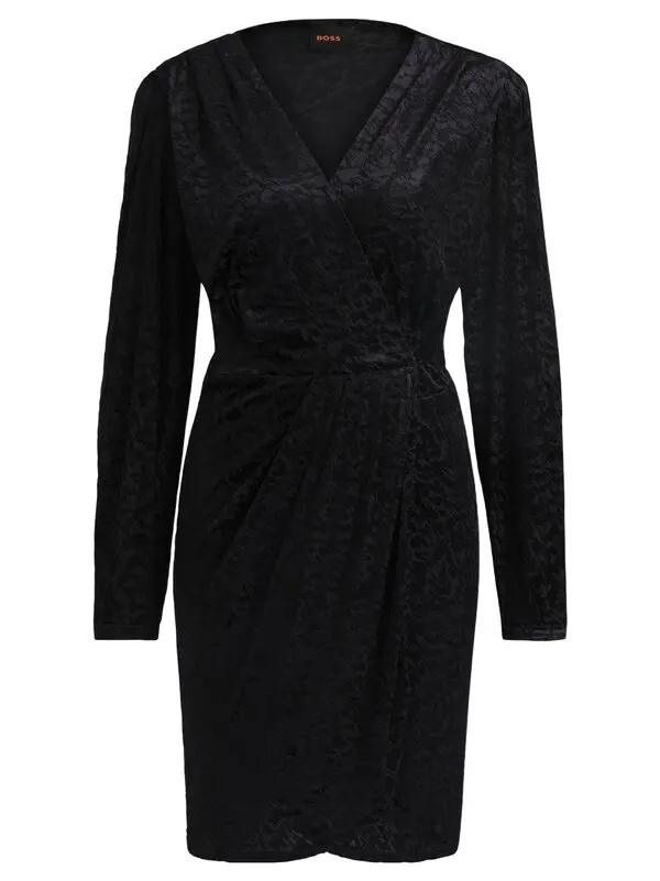 Hugo Boss Jacquard Wrap Dress - Black