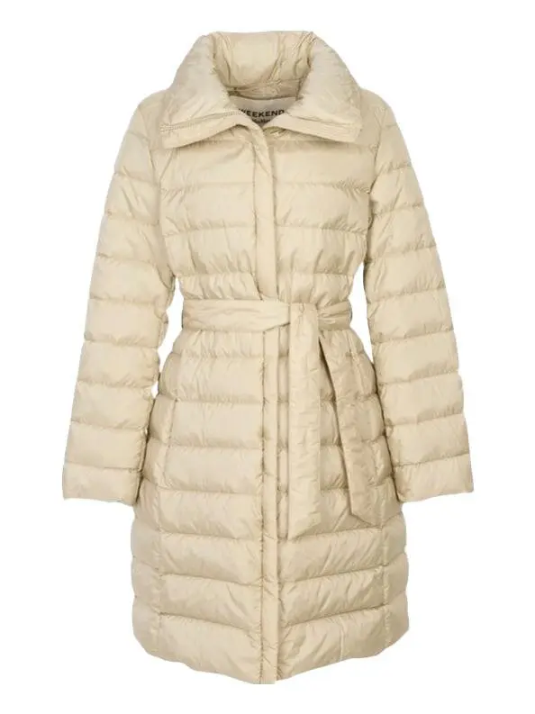 Max Mara Quilted Down Jacket With High Collar - Nude