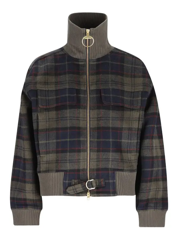 Barbour Plaid Cropped Zip-up Jacket - Black